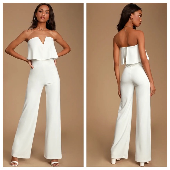 Lulus | Pants & Jumpsuits | Lulus Power Of Love White Strapless ...